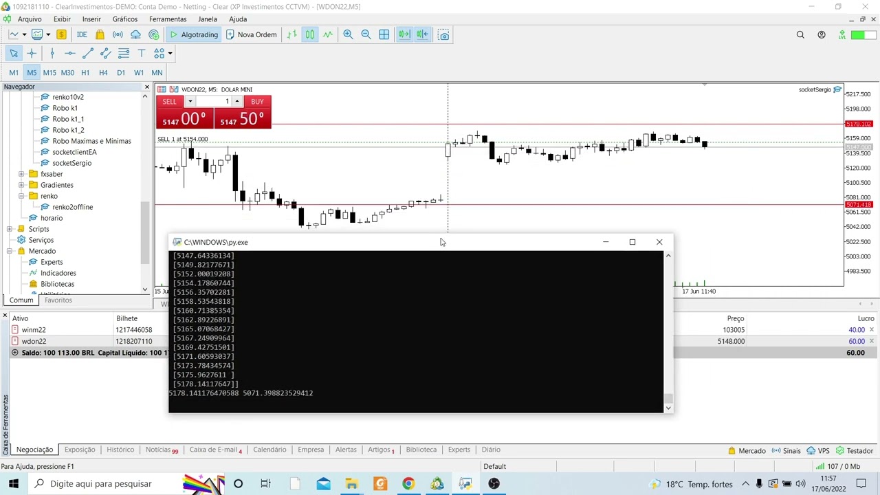 Integração Python E Mql5 Com Sockets Possibilidade De Manipular Gráfico Metatrader 5 Youtube