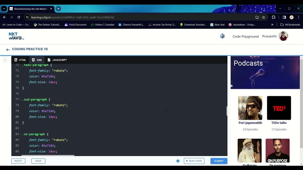 Coding Practice-10b || Podcast Page || HTML || CSS || Bootstrap || Nxtwave - YouTube