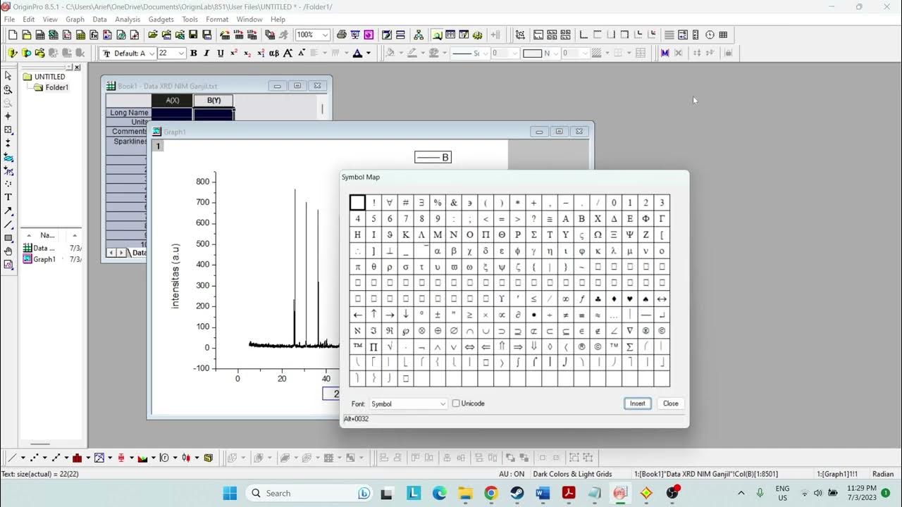 Layouting Difraktogram data XRD dengan aplikasi Origin - YouTube