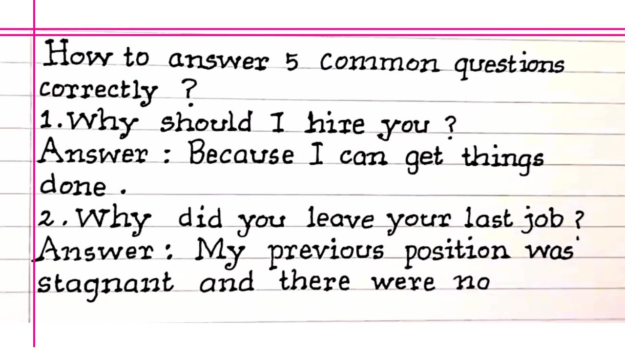 How to answer 5 common questions correctly ? - YouTube