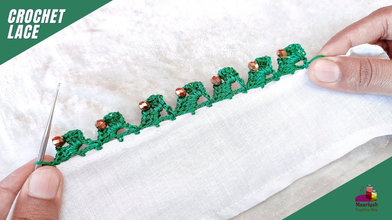 Border Crochet using Beads | कुरैशिया Dupatta Pattern for Lace ...