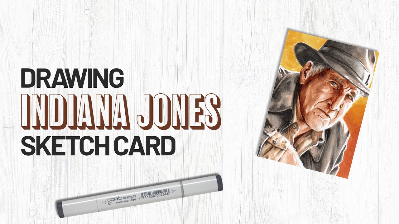Drawing Indiana Jones Sketch Card - YouTube