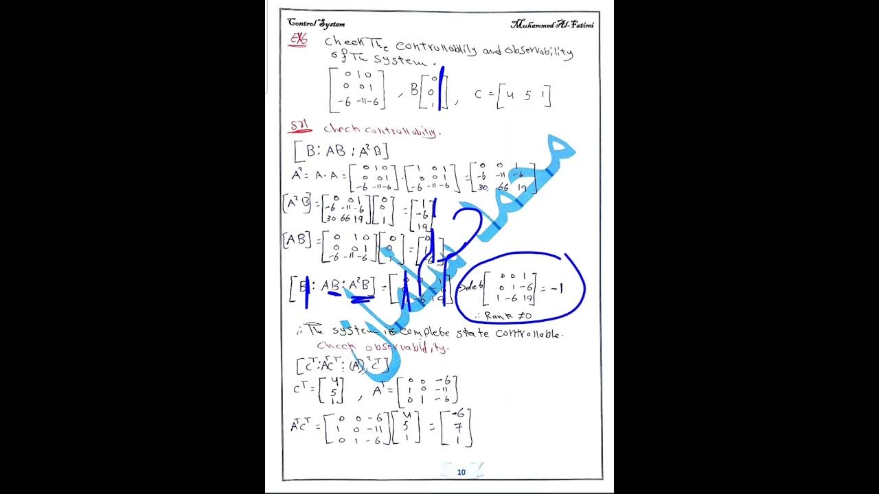 Control Ntrollability And Observability Lecture 5 Part 3 Youtube