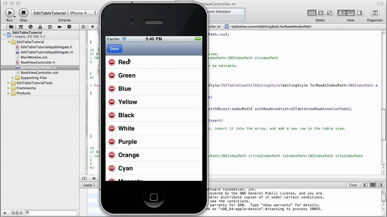 iPhone Development Tutorial - UITableView edit mode - YouTube