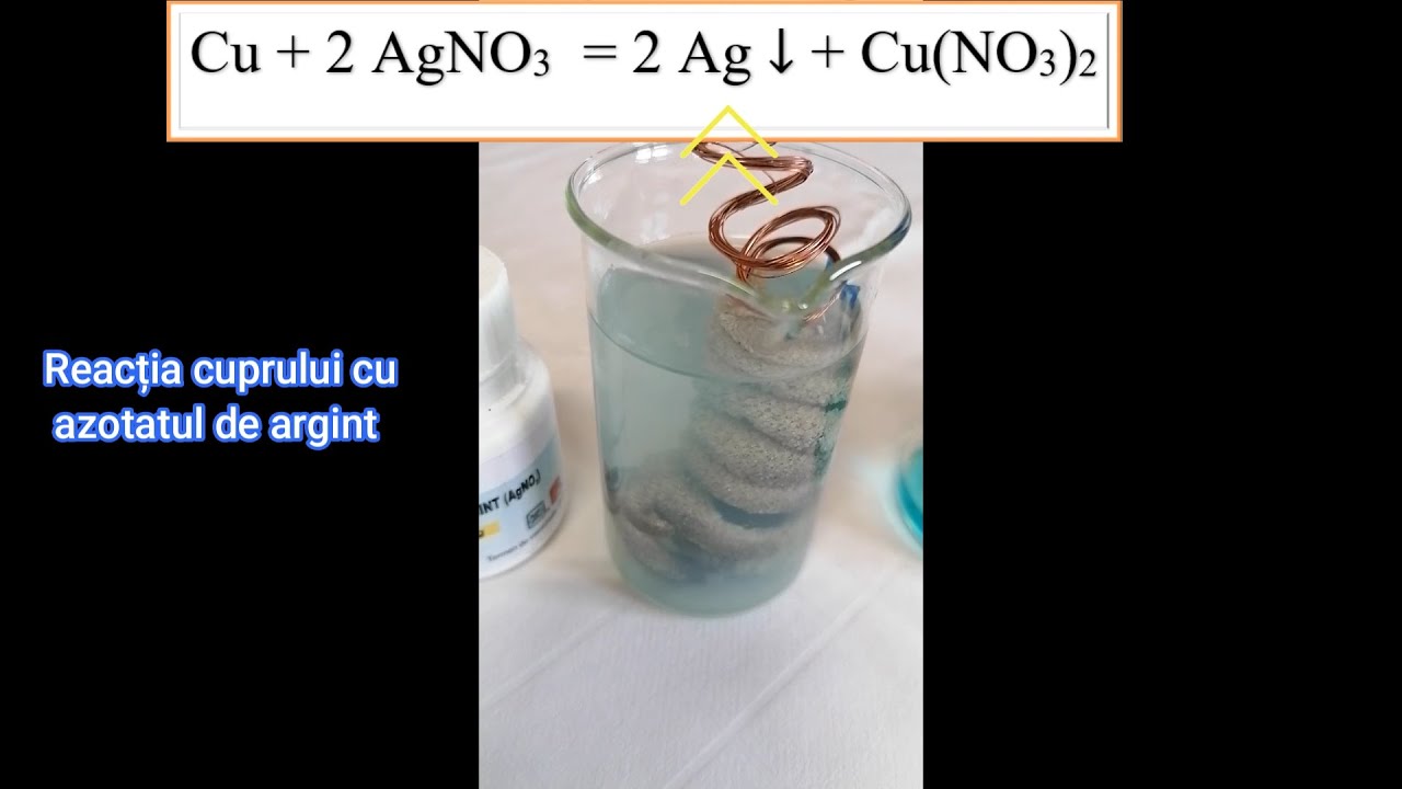 Reacția cuprului cu azotatul de argint - YouTube
