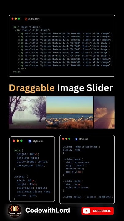 Draggable Image Slider For Website Using Html Css And Javascript Shorts Viral Trending
