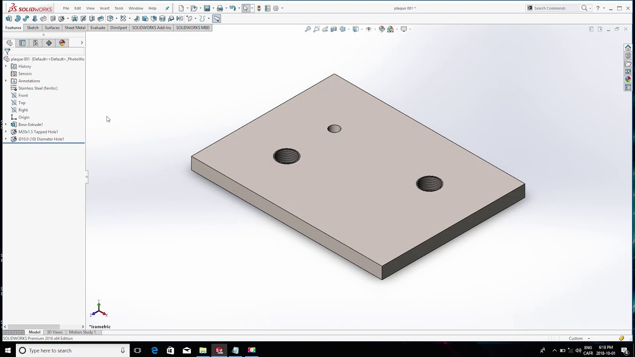 Percage et taraudage dans SOLIDWORKS - YouTube