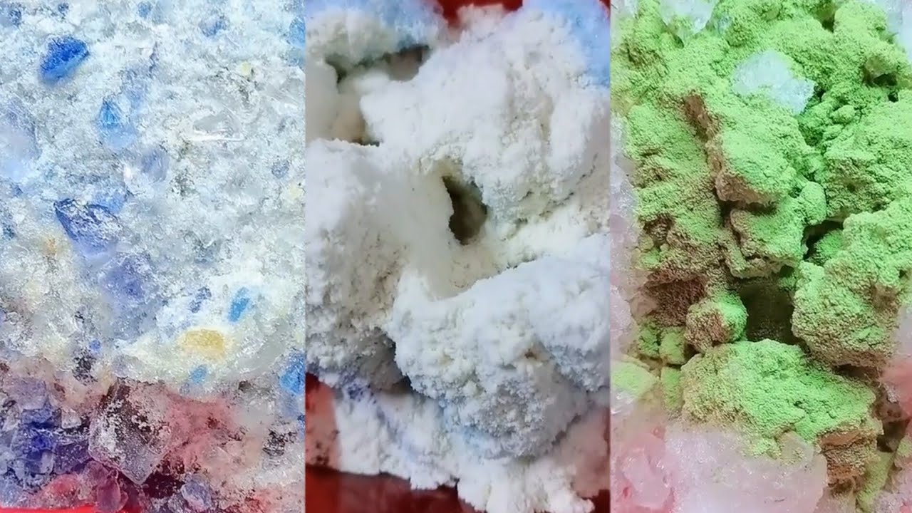 ASMR POWDER CRUNCHY AND CRUSHED FULL COLOUR ICE EATING - YouTube