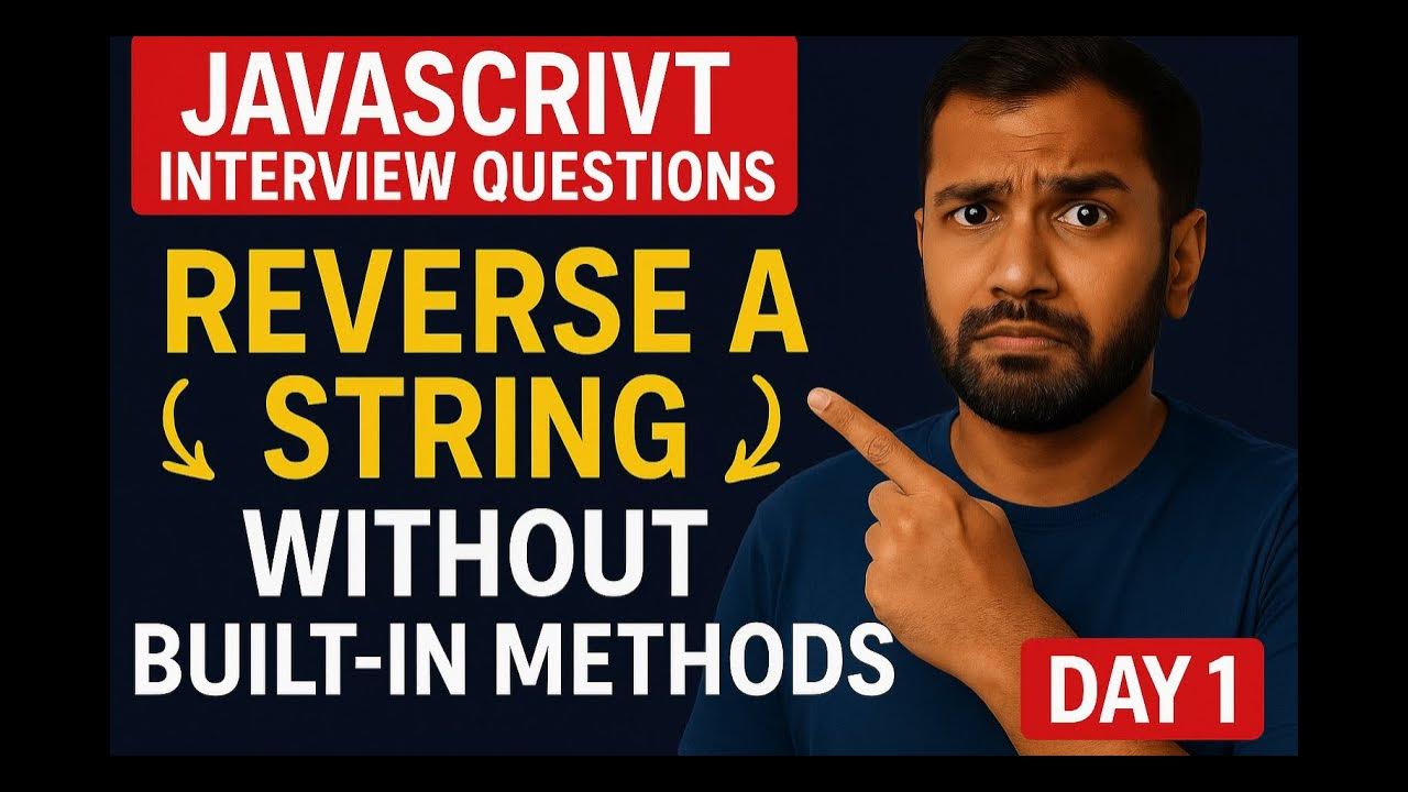 Reverse A String In Javascript Without Using Built In Methods 🔄 Javascript Interview Series