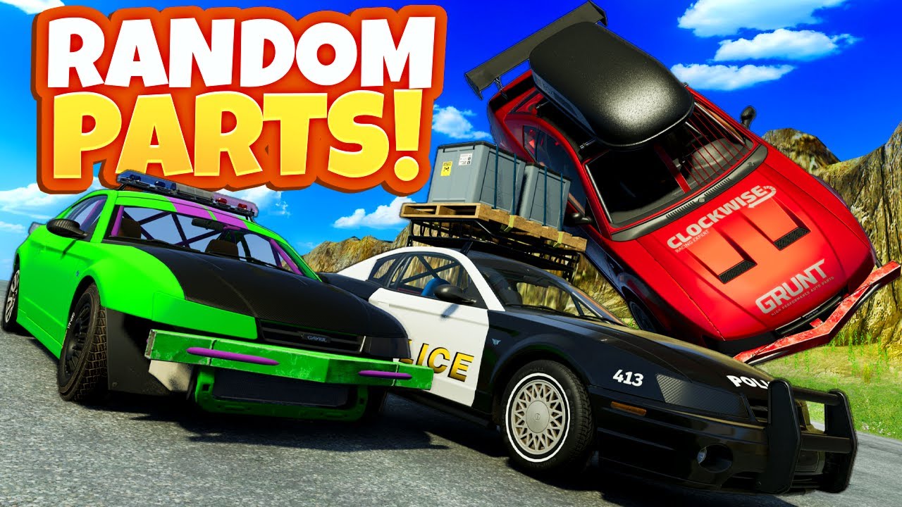 RANDOM PARTS Racing with The NEW Muscle Car in BeamNG Drive Mods! - YouTube
