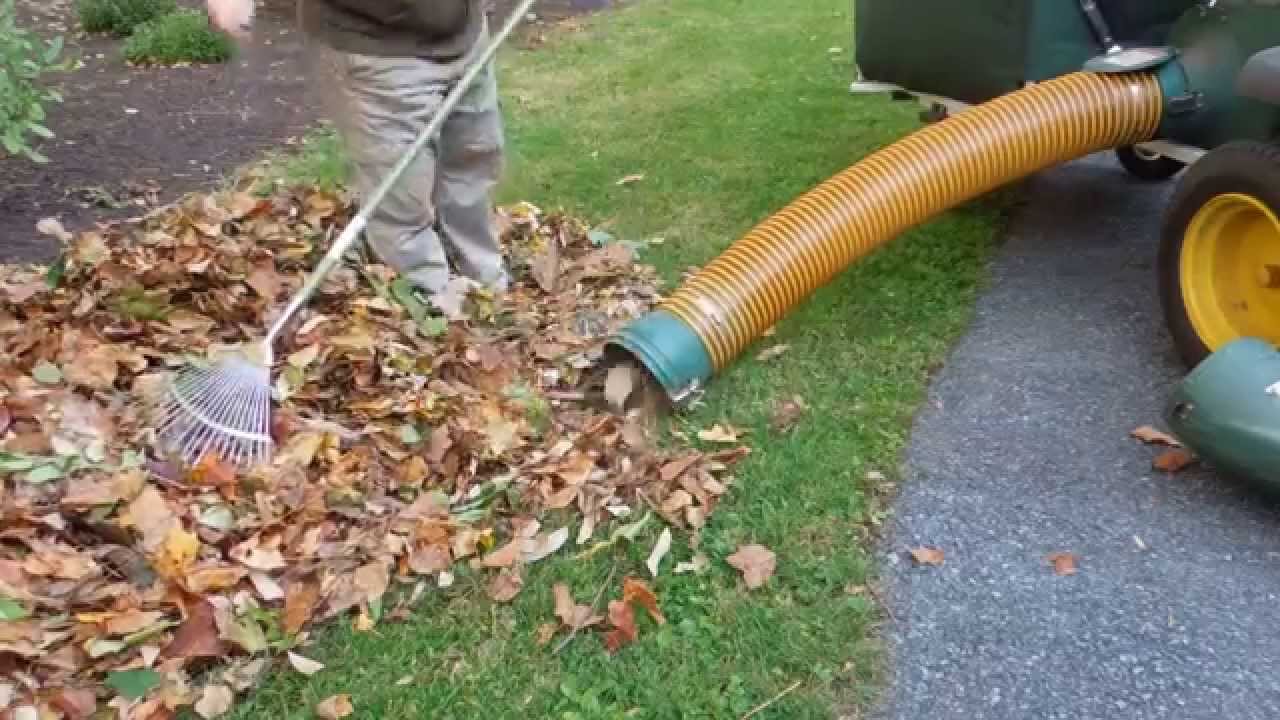 Removing large leaf pile with Cyclone Rake - YouTube