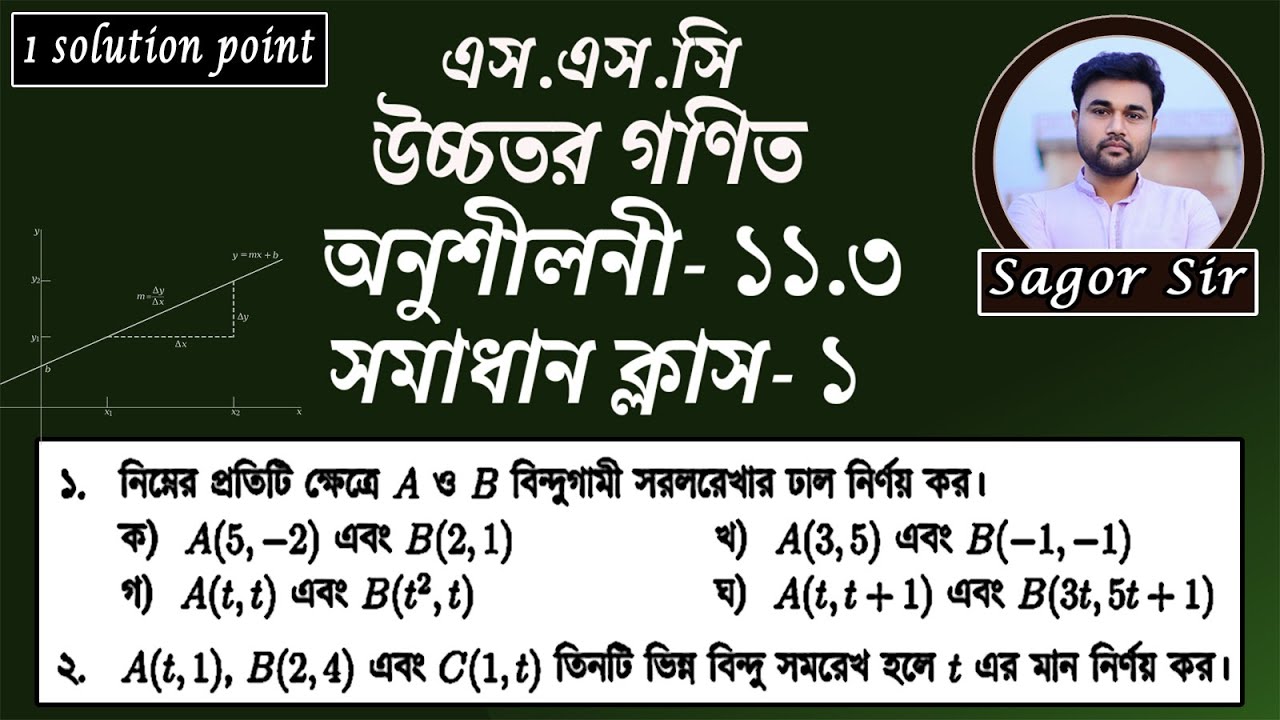 SSC Higher Math Chapter 11.3 || Problem No:1,2 || সরলরেখার ঢাল || Solve Class-1 || Sagor Sir ...