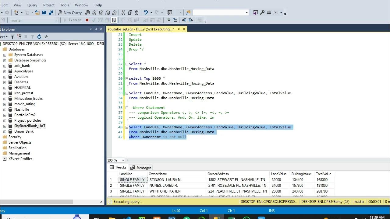 Where Statement and Logical Operators - YouTube