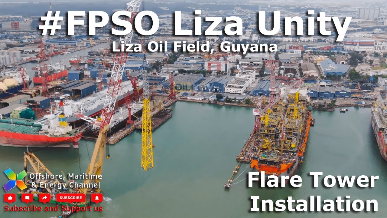 FPSO Liza Unity - Flare tower installation - YouTube