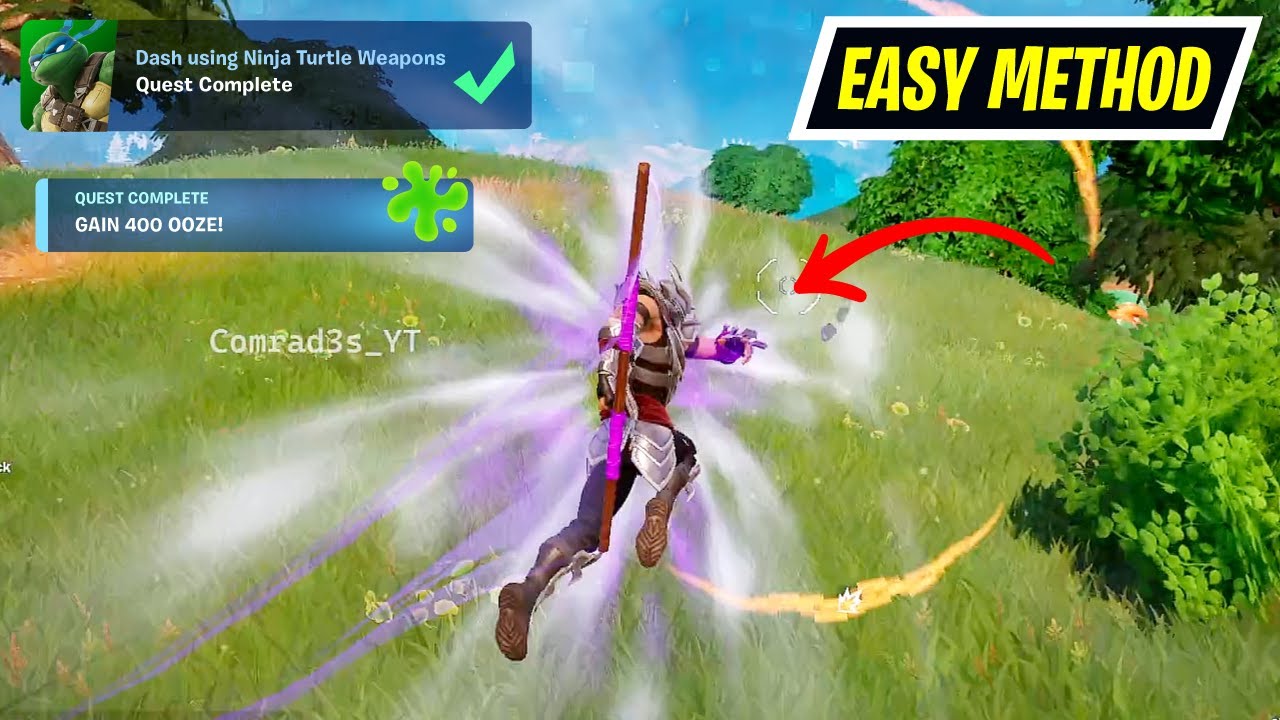 How to EASILY Dash using Ninja Turtle Weapons Fortnite - YouTube