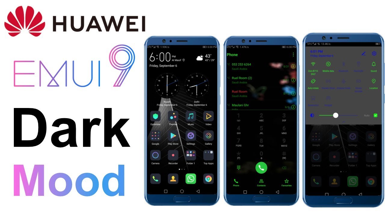 How to use huawei emui 9.1 dark mood, huawei, dark mode, dark theme ...