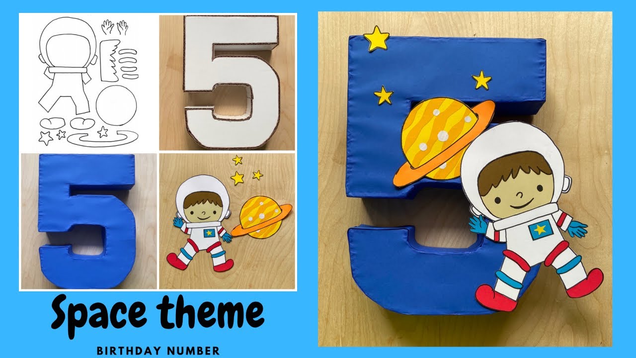 Space Theme Birthday Number 5 Astronaut Theme Number Standee 5th space-theme-birthday-number-5-astronaut-theme-number-standee-5th