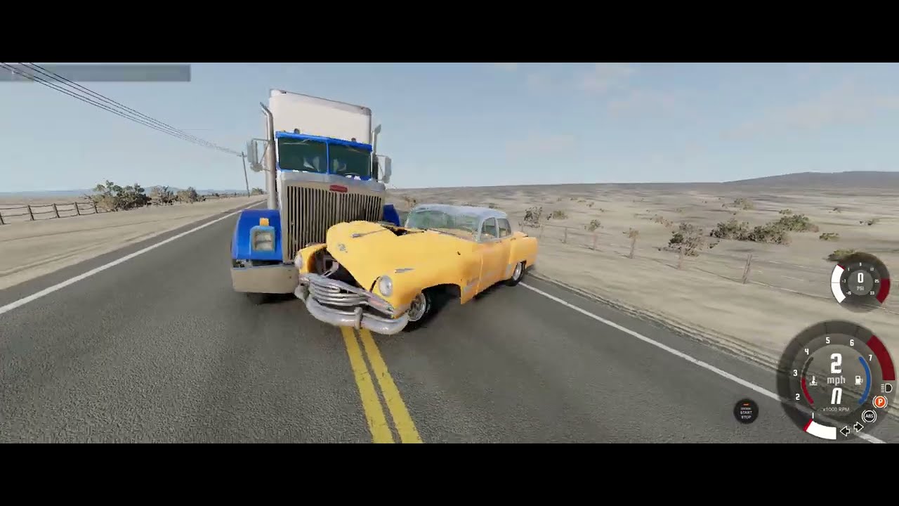 What happens when a hot rod gets hit by speeding bigrig - YouTube