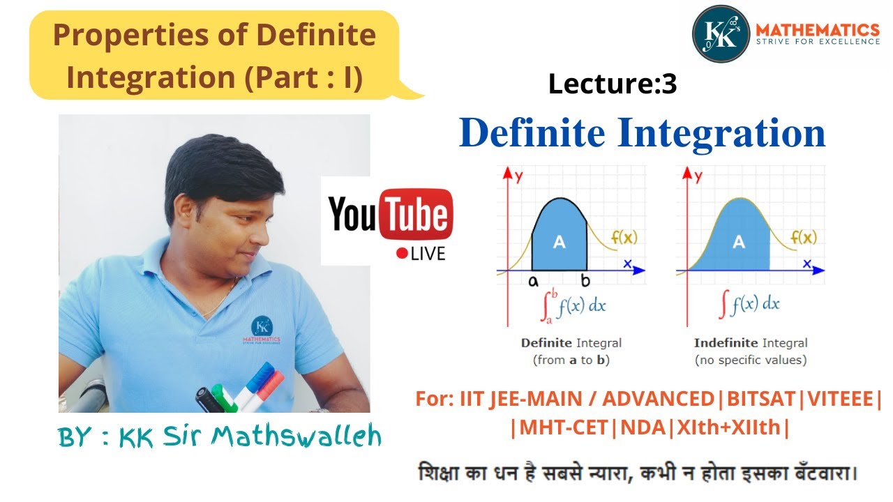 Lecture:3 | Properties of Definite Integrals with Examples by KK Sir ...