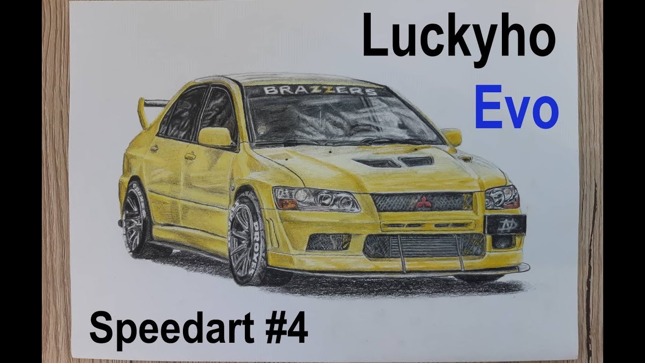 Drawing Mitsubishi Lancer Evo VII - Speedart #4 - YouTube