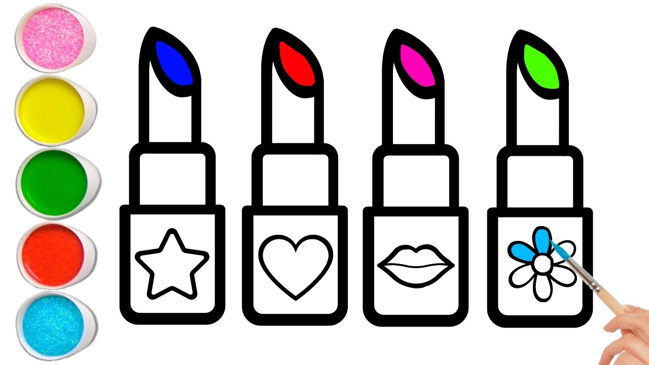 How to draw Cute Lipsticks for Kids And Tuddlers/ Lipsticks Drawing ...