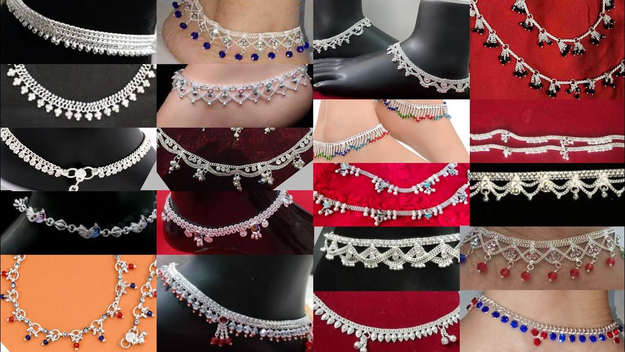 Letest unique trending silver Payel ideas| silver anklet designs|Simple ...