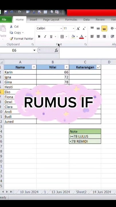 Penggunaan Rumus IF #excel #excelformula #excelfunction #tutorial #fyp #fypシ゚viral #beranda # ...