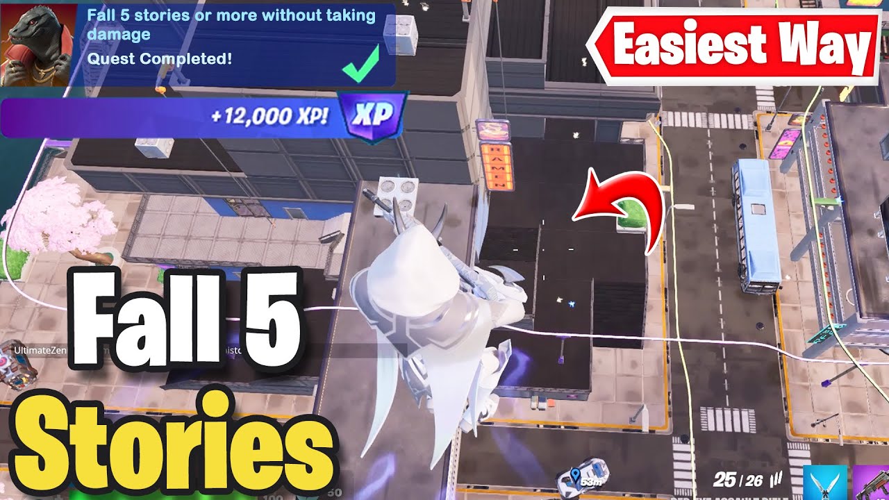 Fall 5 stories or more without taking damage | Week 9 Quest | Fortnite ...