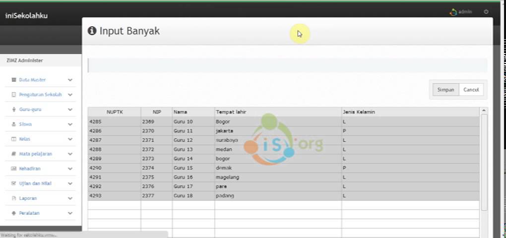 SIMIS - School Information Management Inisekolahku System :Input banyak Guru Bag.2 - YouTube