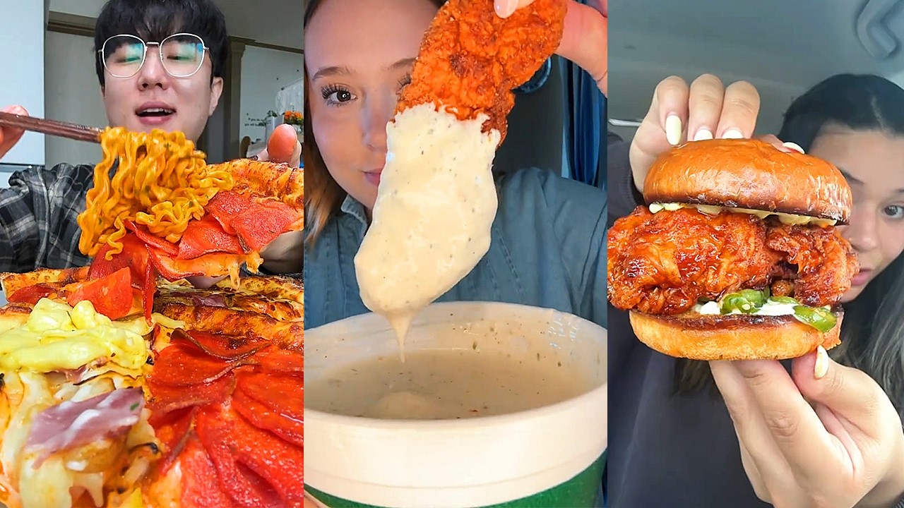 Asmr EATING 🍔| 239 | Five Guys Burger, In N Out, Buldak🍜, Wingstop ...