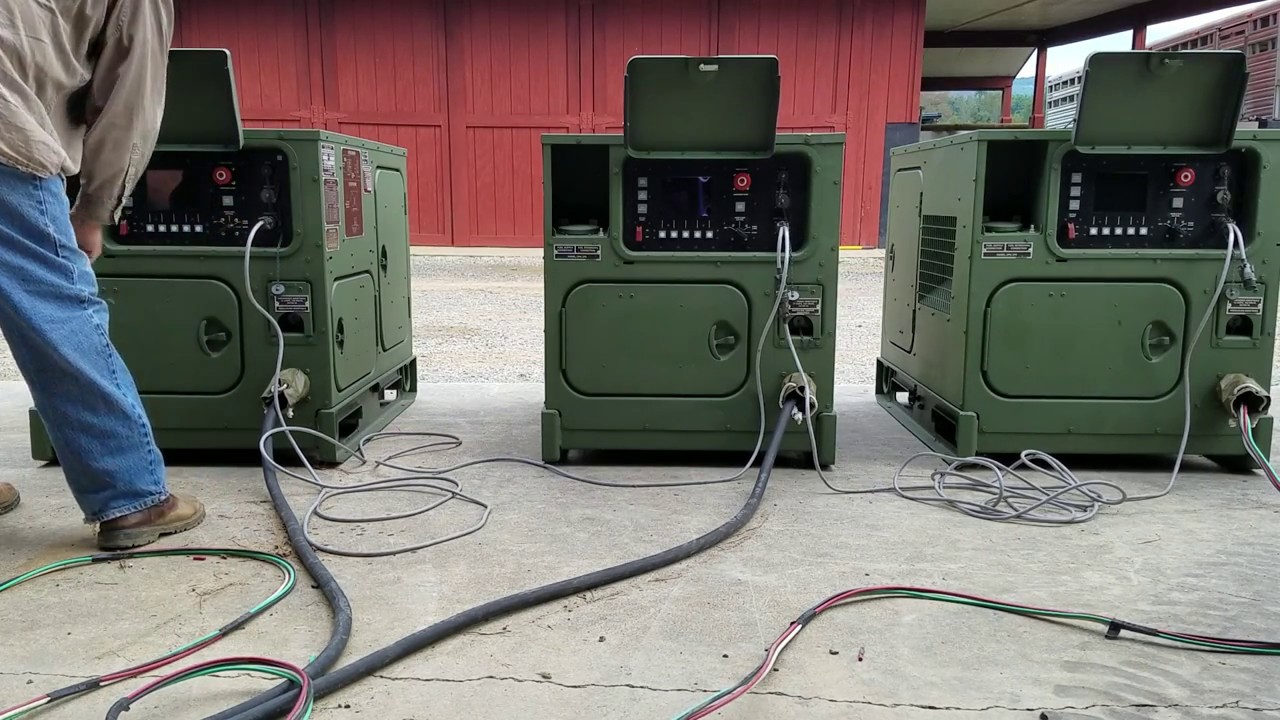 3 x MEP-1030 5kw AMMPS generators in parallel - YouTube