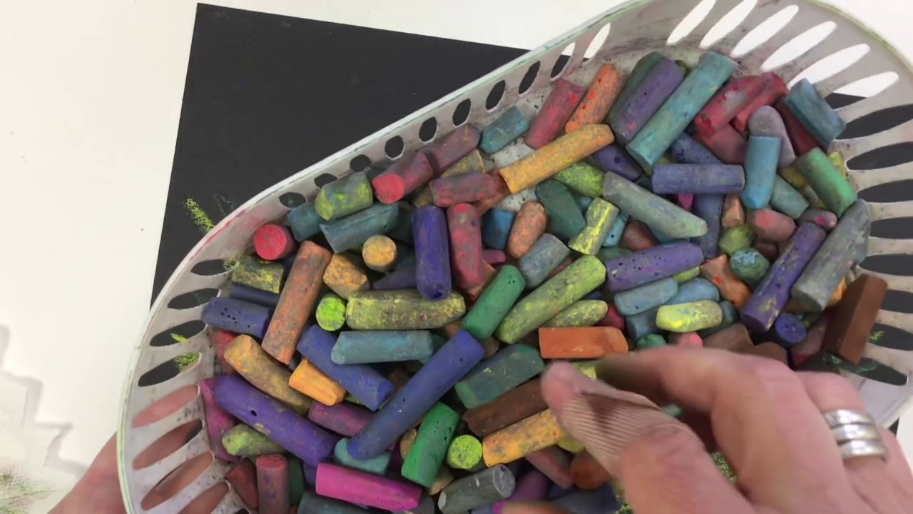 2nd grade - Aurora Borealis Chalk & Printing Lanscape - YouTube