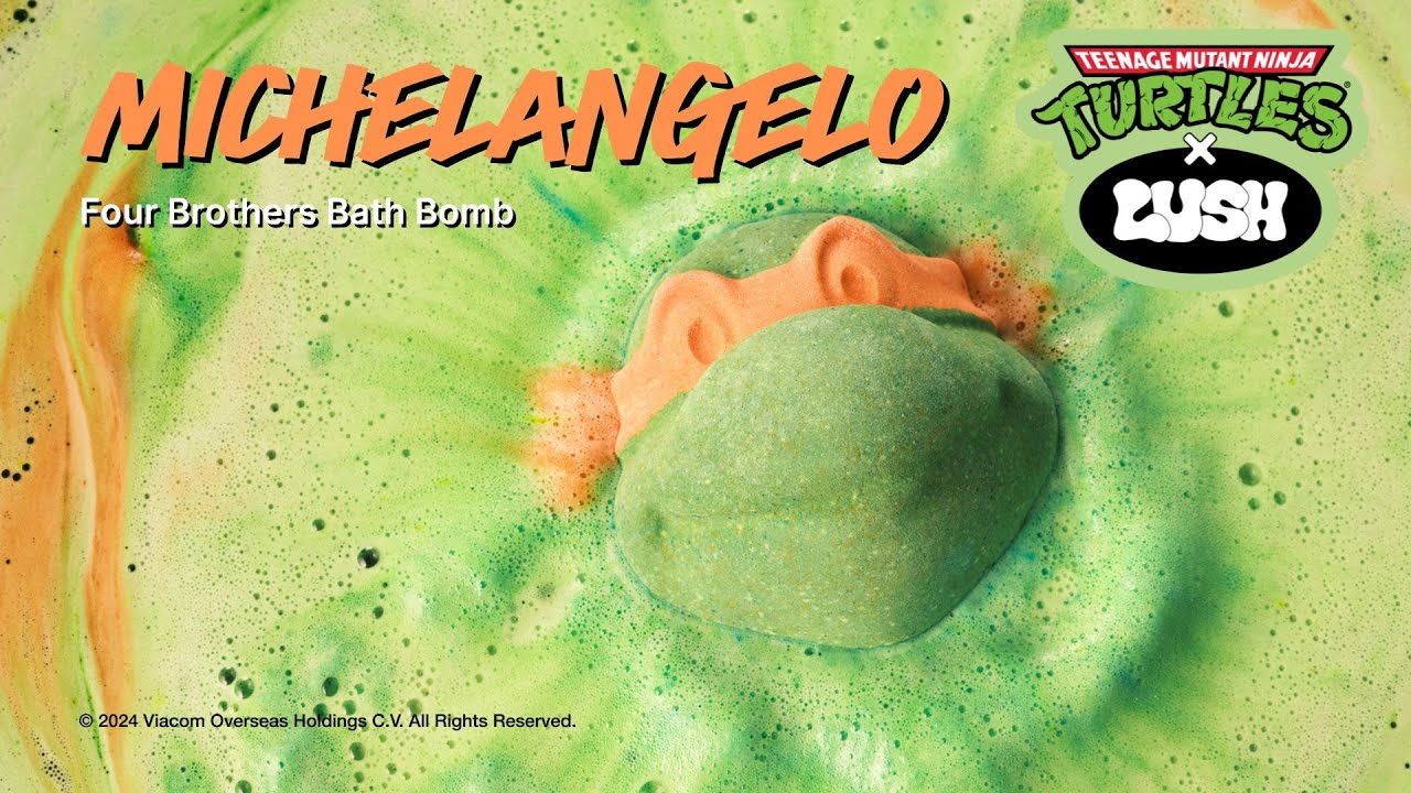 Four Brothers Bath Bomb (Michelangelo) : LUSH x TMNT - YouTube