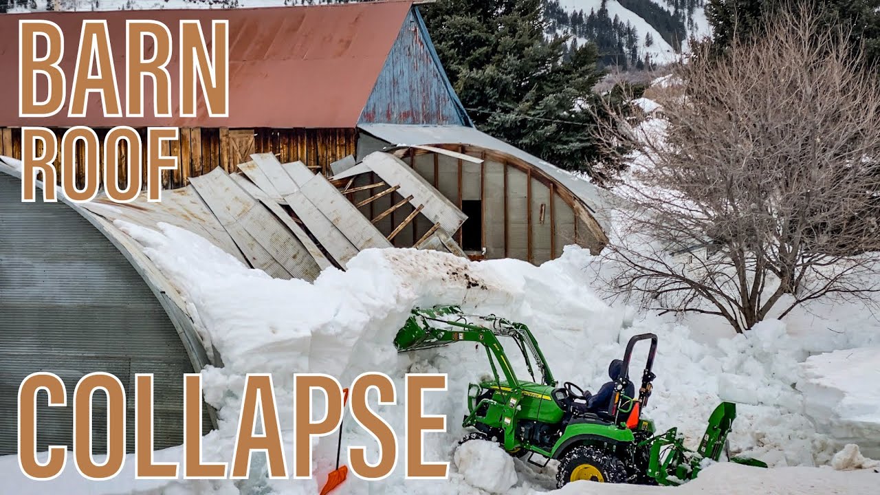️ HEAVY ROOF SNOW BARN COLLAPSE | Damage Assessment & Snow Removal 🚜 ...