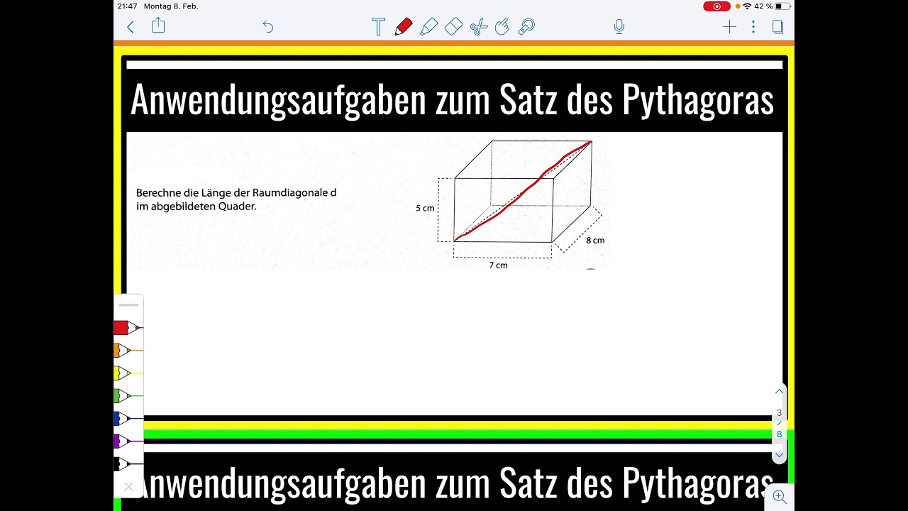 Raumdiagonale beim Quader mit Hilfe des Satz des Pythagoras berechnen ...