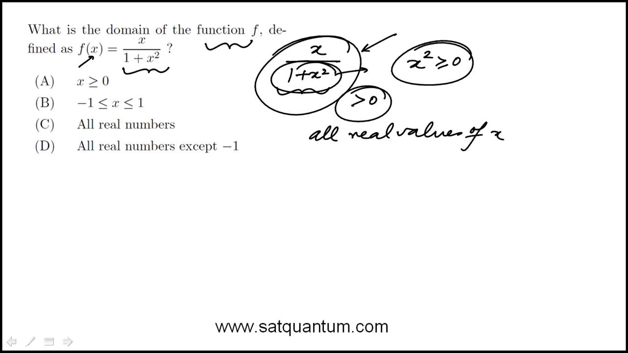 Functions and domain: Revised SAT math practice question - YouTube