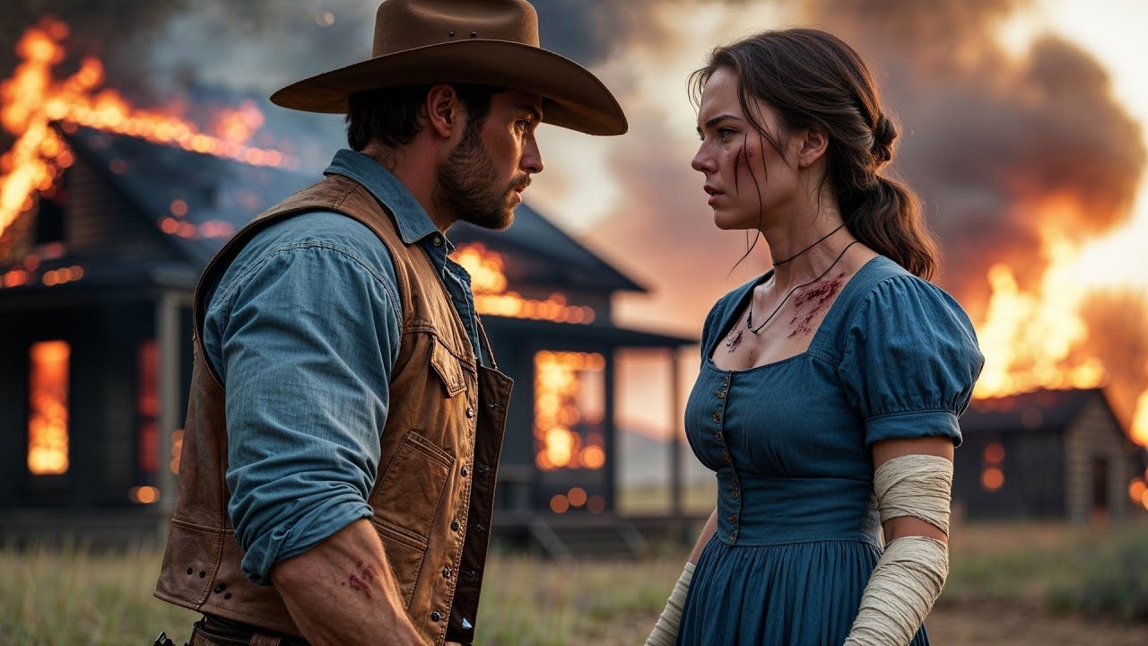 Cowboy Rescued Her From the Burning Homestead, Her Husband Had Left Her ...