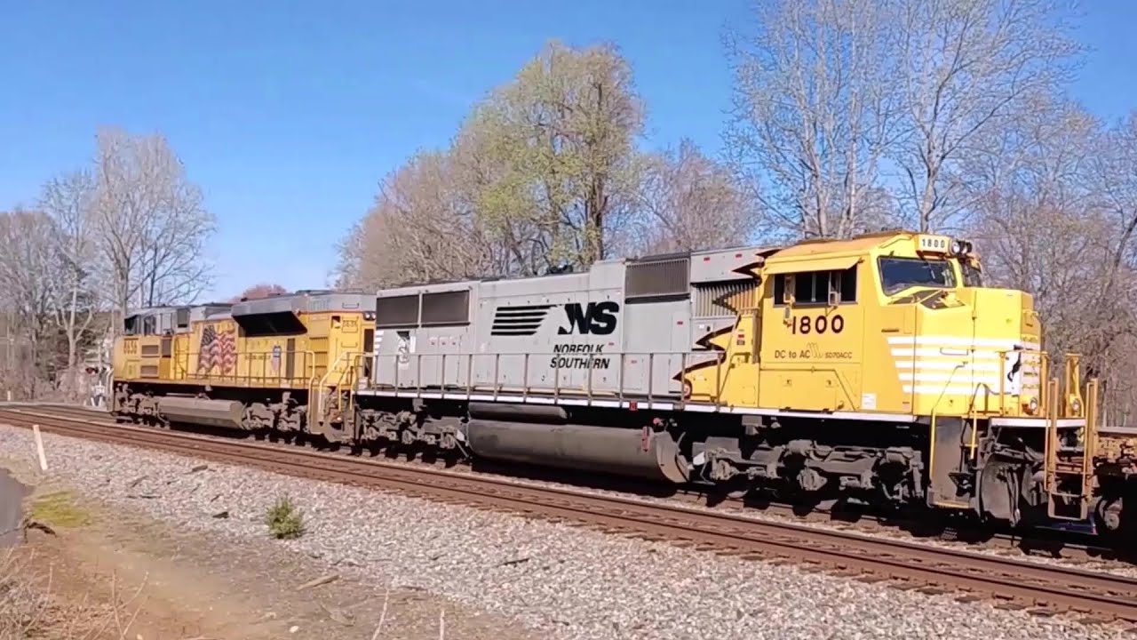 EMD SD70ACC Norfolk Southern #1800 Yellow/Gray trailing UNION PACIFIC #8656 -#282 / NS #3627 ...