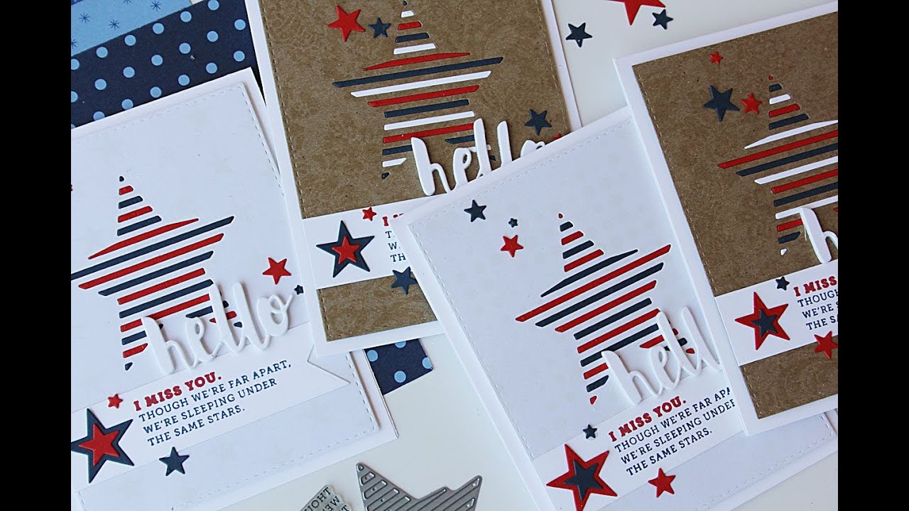 Star Inlay Cards with the Simon Says Stamp August Card Kit - YouTube