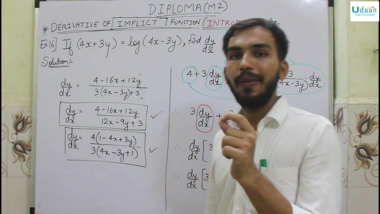 Derivatives | Applied Mathematics | Sem 2 | MSBTE | FY Diploma | IMPLICIT functn INTRO Q16 # ...