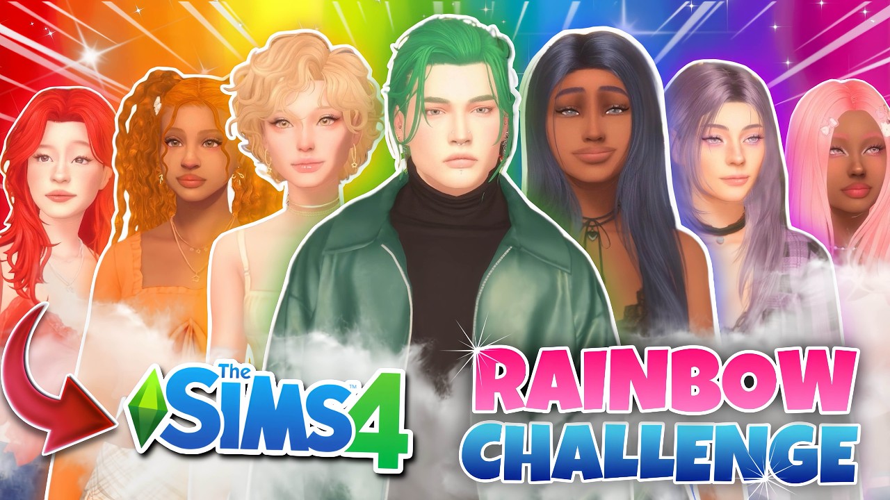 Rainbow Sims!! Sims 4 CAS Challenge🌈 - YouTube