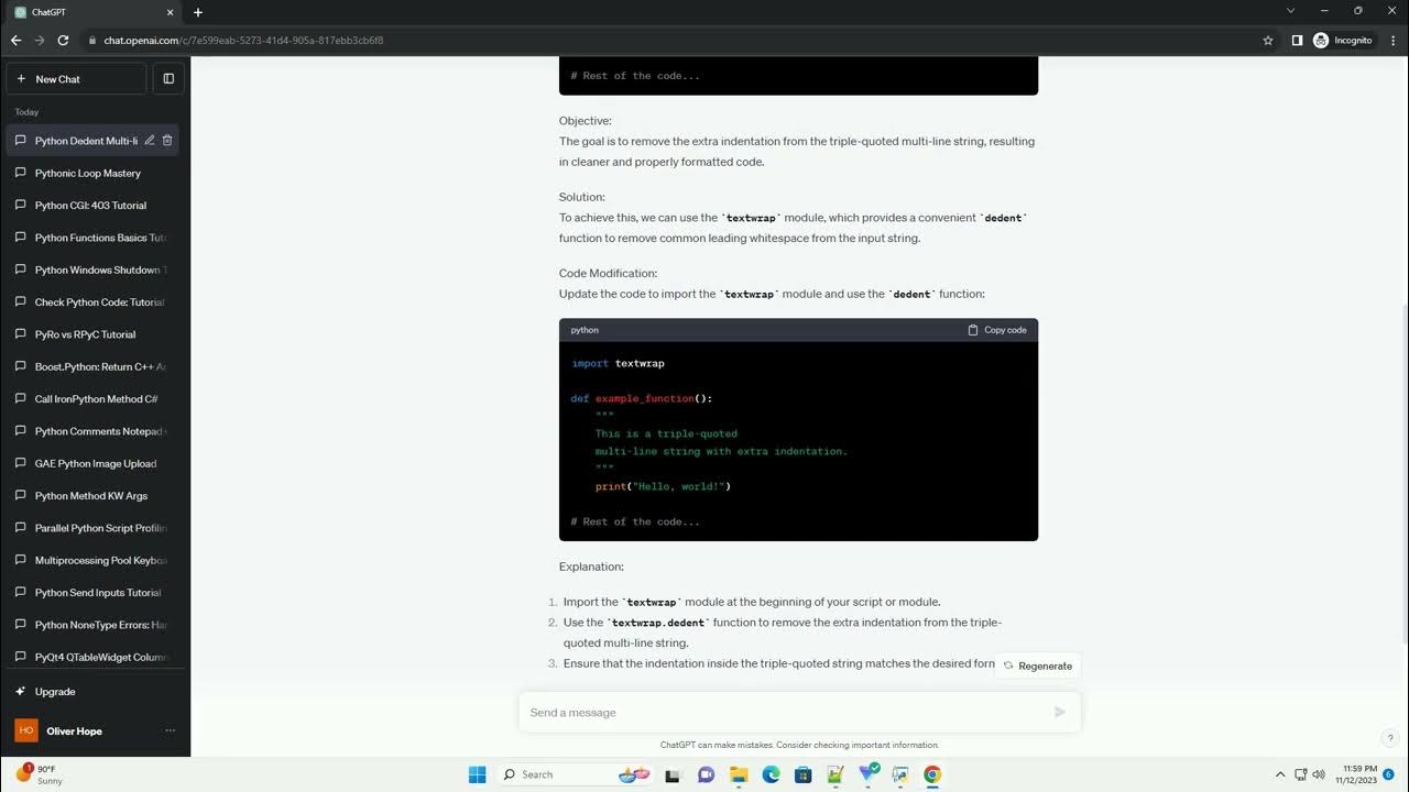 How To Remove Extra Indentation Of Python Triple Quoted Multi Line Strings Youtube