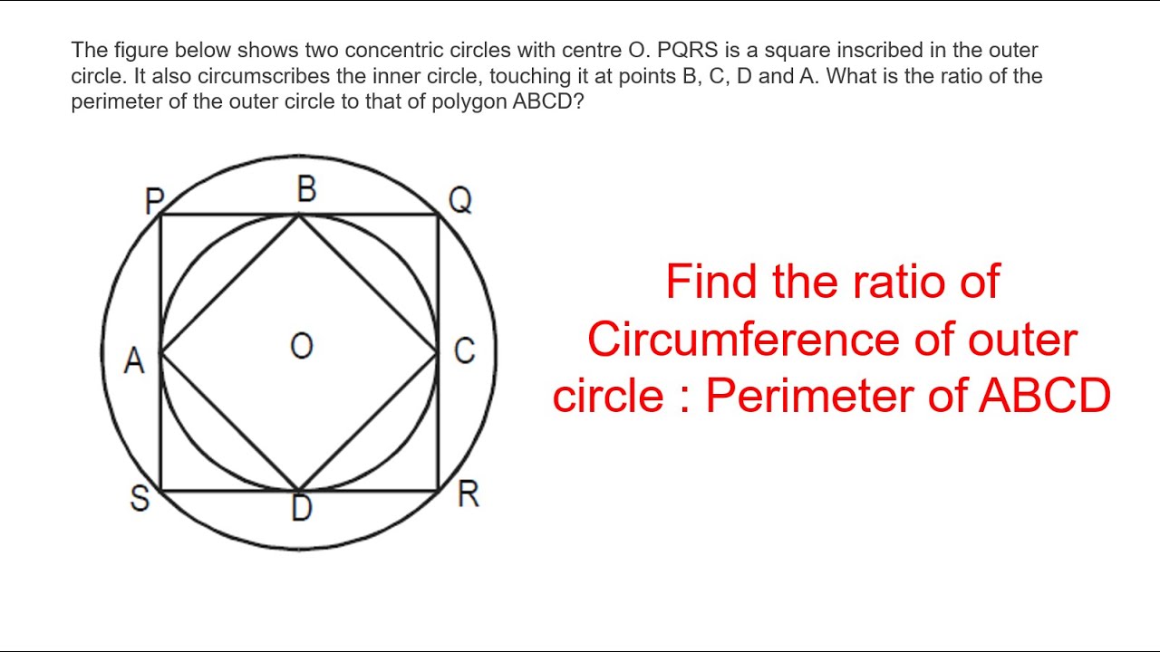 Two concentric circle and two inscribed squares - YouTube