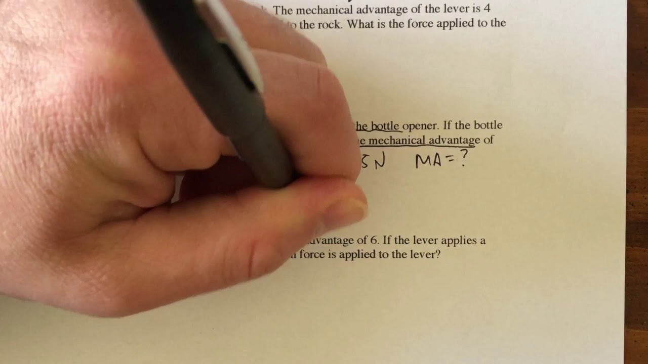 Mechanical Advantage and Efficiency Worksheet Even Problems - YouTube