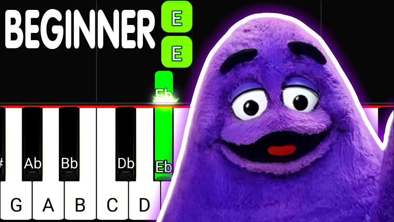 Grimace Shake SONG Slow BEGINNER Piano Tutorial - YouTube
