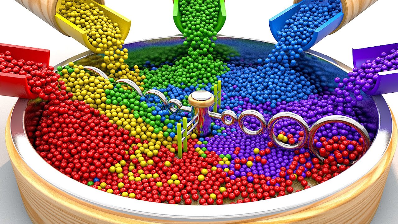 Mixing color balls. 3D simulation - YouTube