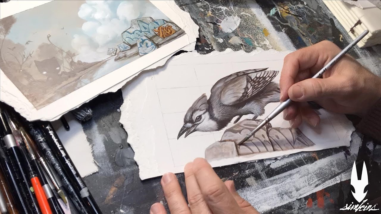 Greg "CRAOLA" Simkins Painting studies of Bluejay and Background - YouTube