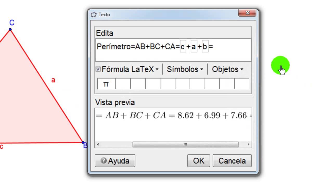 Tutorial Geogebra.Texto dinámico en triangulo - YouTube