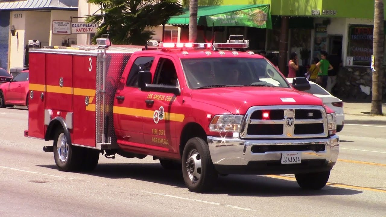 LACoFD New Squad 3 & Care Ambulance Responding - YouTube