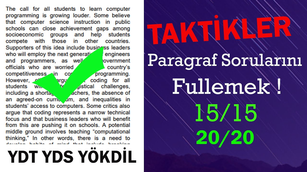 YDT PARAGRAFLARINI FULLE! | Denemeye değer taktikler! #YDT #YDS #YÖKDİL ...